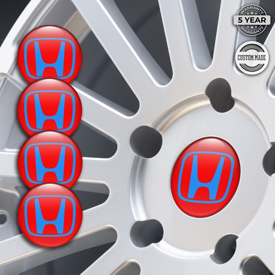 Honda Domed Stickers for Center Caps Red Blue | Wheel Emblems ...