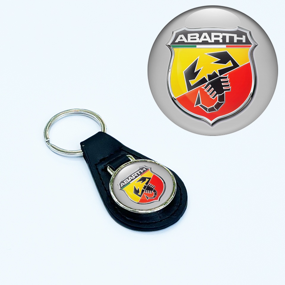 Fiat Key Fob Leather Grey 3D Logo | Keychains | Accessories | X-Sticker